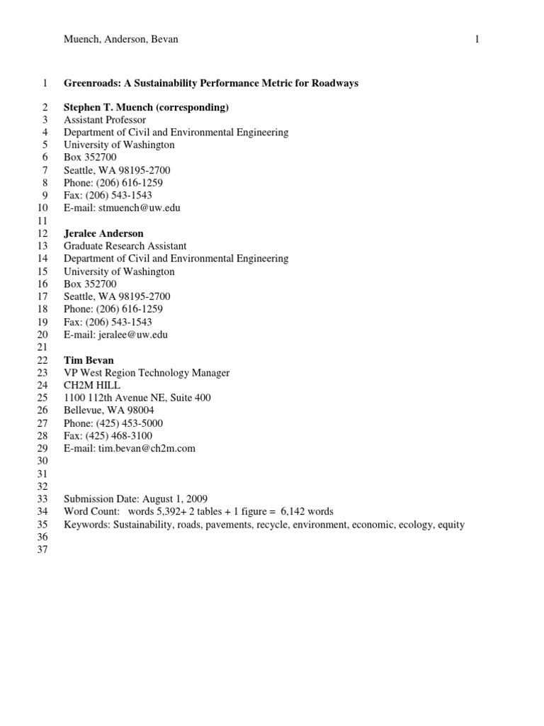 Greenroads: Sustainable Roadway Metrics | PDF | Life Cycle Assessment ...