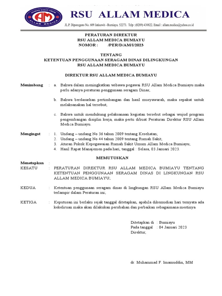 Aturan Seragam RSU Allam Medica | PDF