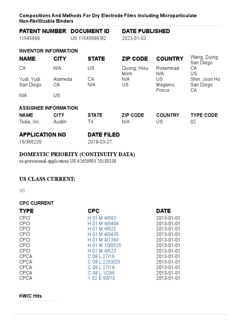 Tesla Patent | Descargar gratis PDF | Electrode | Lithium Ion Battery