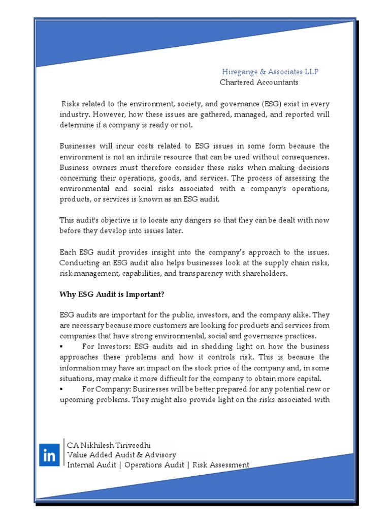ESG Audit | PDF | Audit | Corporate Social Responsibility