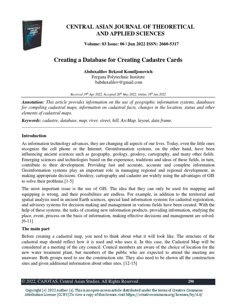 Creating a Database for Creating Cadastre Cards | PDF | Geographic Information System | Cartography