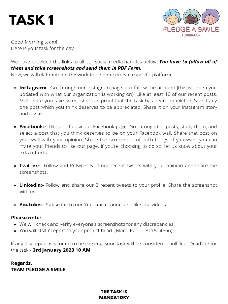 Social Media Engagement Task Guide | PDF | Social Science