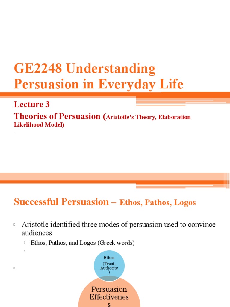 2223a Lecture 3 Theories of Persuasion | PDF | Persuasion | Psychological Concepts
