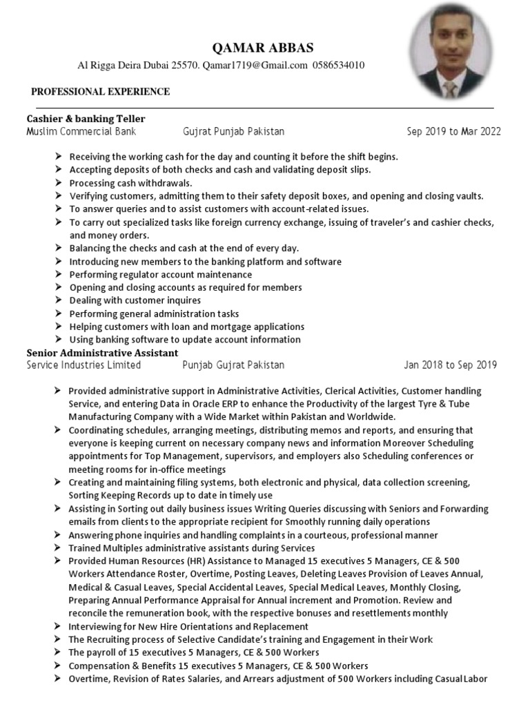 Qamar Resume | PDF | Banks | Enterprise Resource Planning