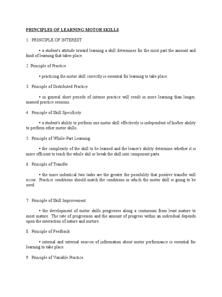 Principles of Motor Skill Learning | PDF | Learning | Motor Control