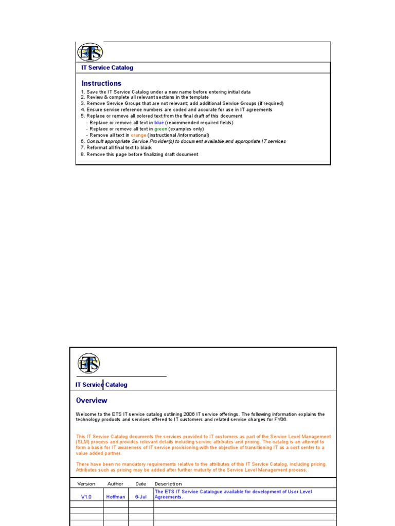 IT Service Catalog Overview and Instructions | PDF | Backup | Computer ...