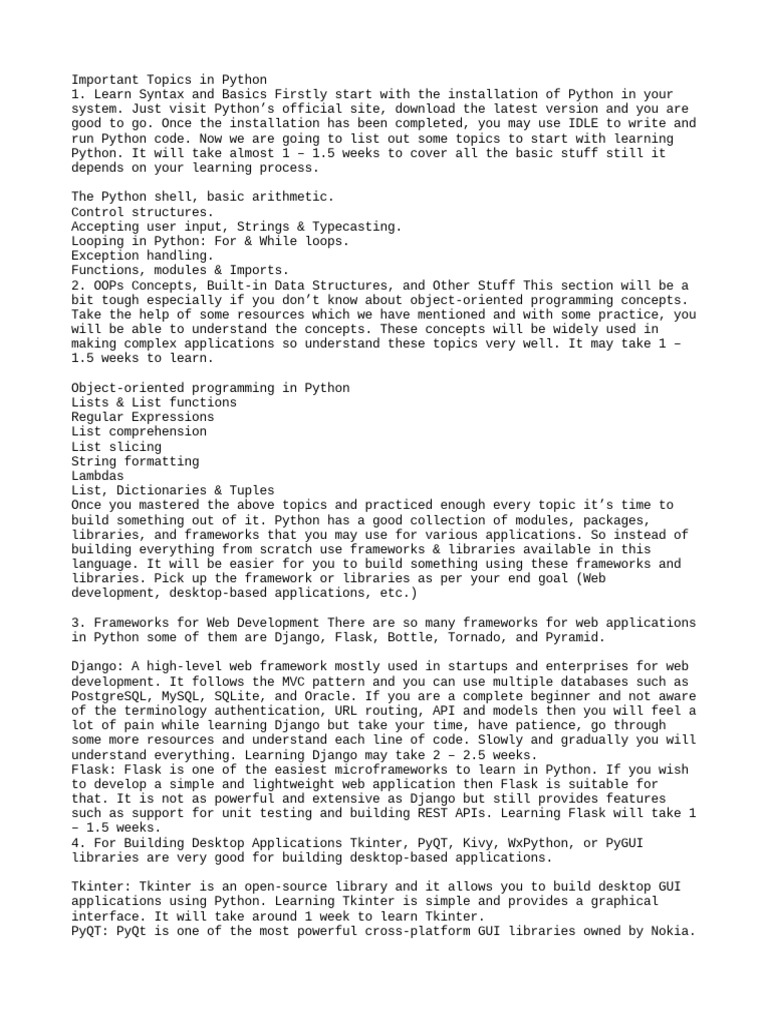 roadmap of python | PDF | Python (Programming Language) | Library ...