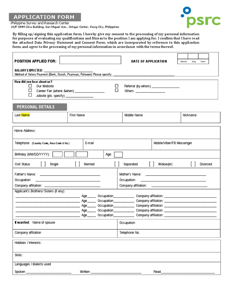 PSRC APPLICATION FORM With DPA Consent 2021 - Copy (Replica) (Replica ...