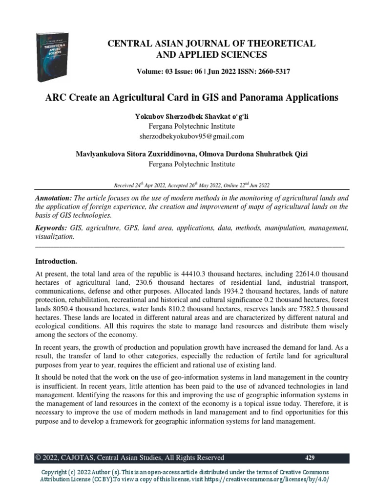 ARC Create An Agricultural Card in GIS and Panorama Applications | PDF ...