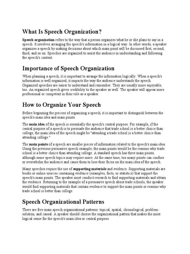 What Is Speech Organization? | PDF | Causality | Public Speaking