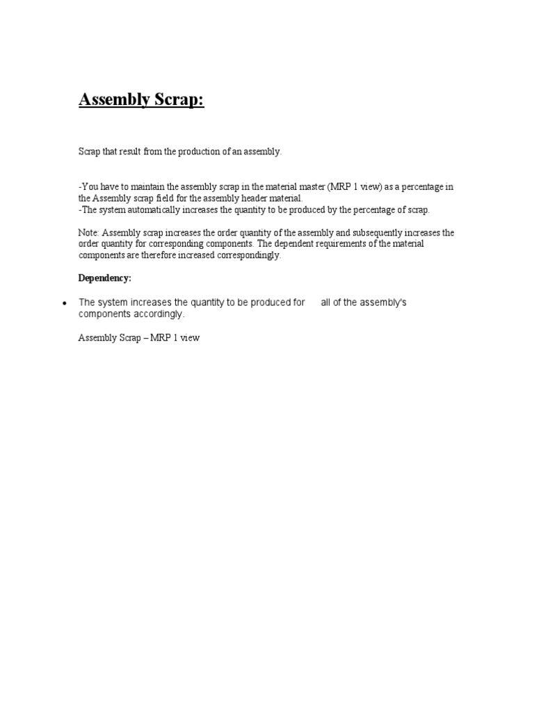 Assembly Scrap | PDF