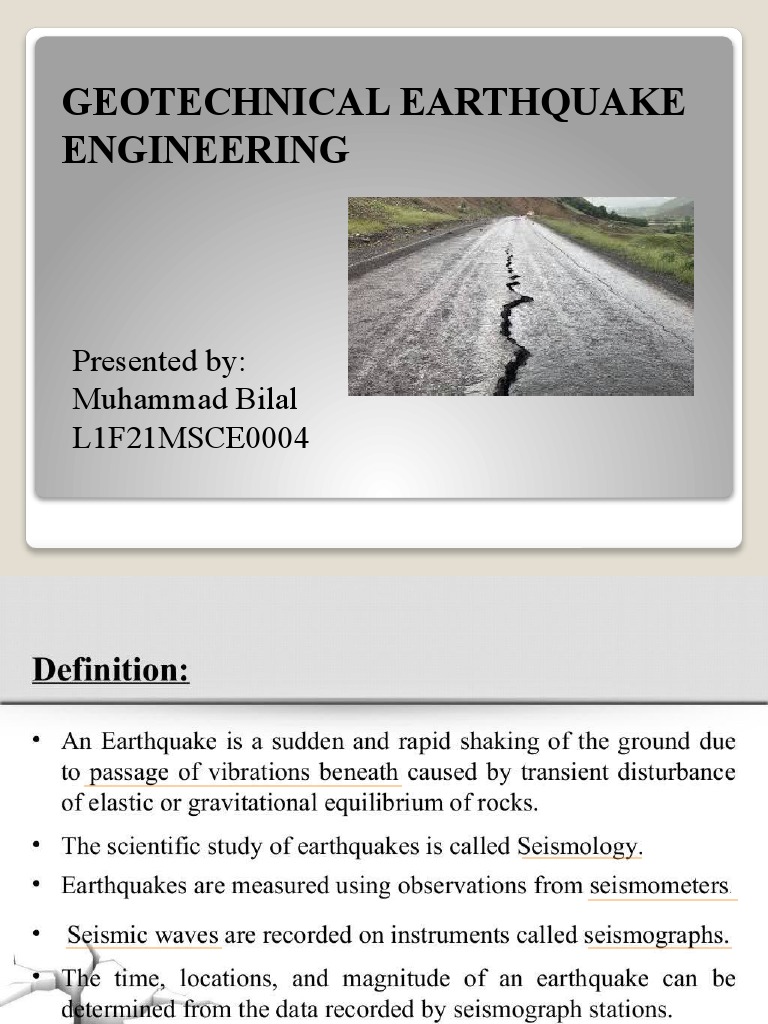 Geotechnical Earthquake Engineering Presentation - Soil Liquefaction ...
