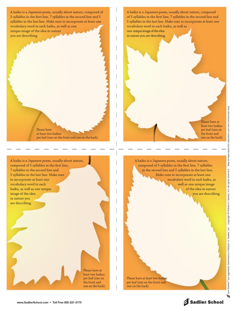 Falling Into Haikus Vocabulary Activity | PDF | Haiku | Japanese Words ...