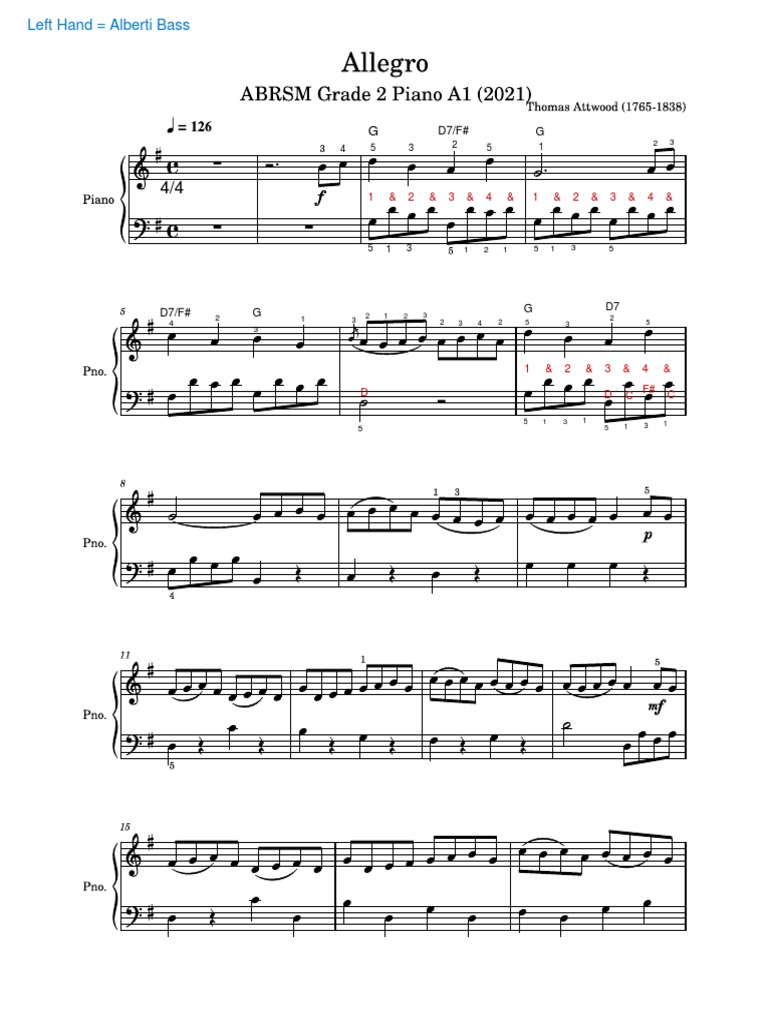 Allegro by Thomas Attwood (W Fingering) | PDF