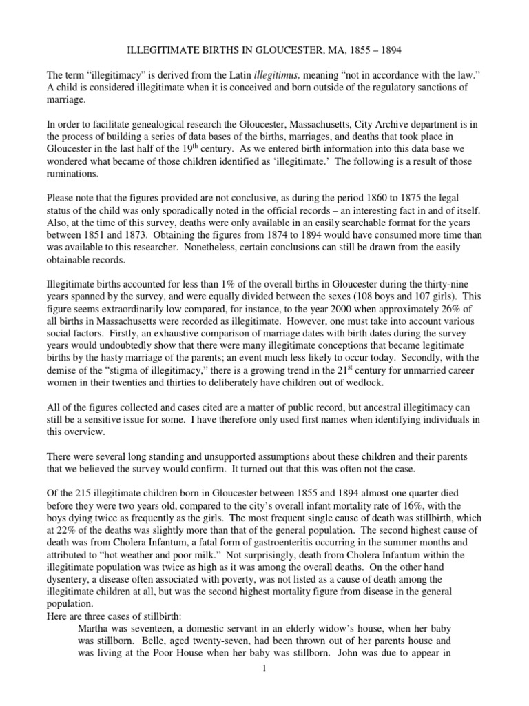 Illegitimate Births | PDF | Legitimacy (Family Law) | Adoption
