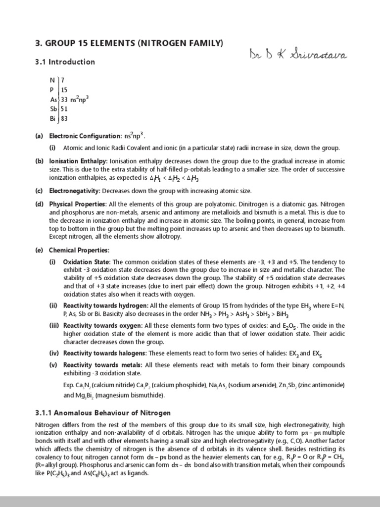 P BLOCK Class 12 | PDF | Nitrogen | Ammonium