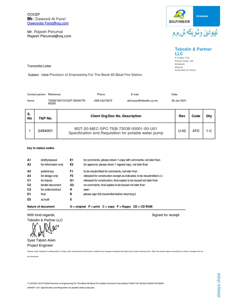 BST-20-MEC-SPC-TEB-73038-0001-00-U01 - Specification and Requisition ...