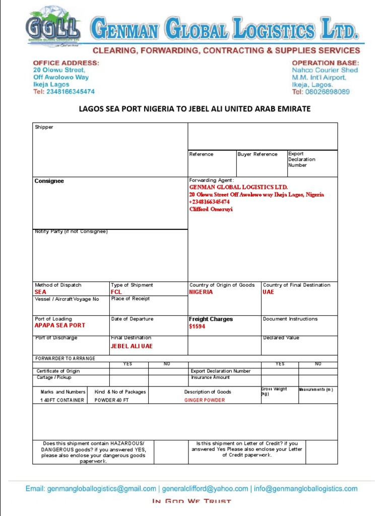 Sea Export Quote | Download Free PDF | Trade | Freight Transport