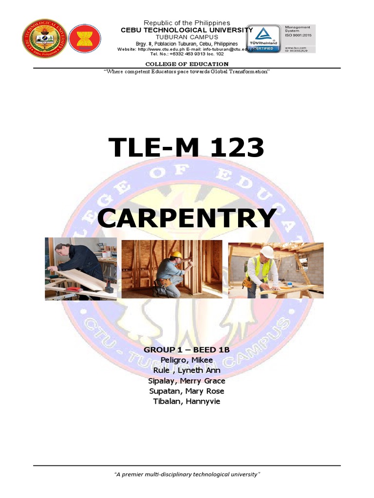 Group 1 BEED 1B Carpentry | PDF | Carpentry | Secondary Sector Of The ...
