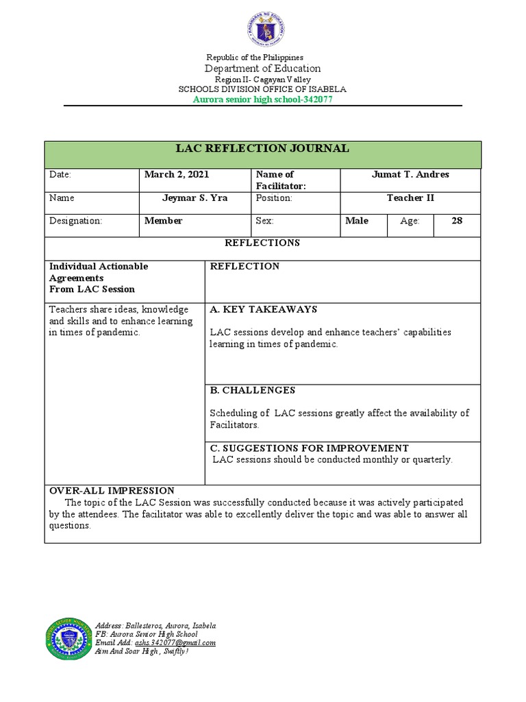 Lac Reflection Journal Jeymar | PDF