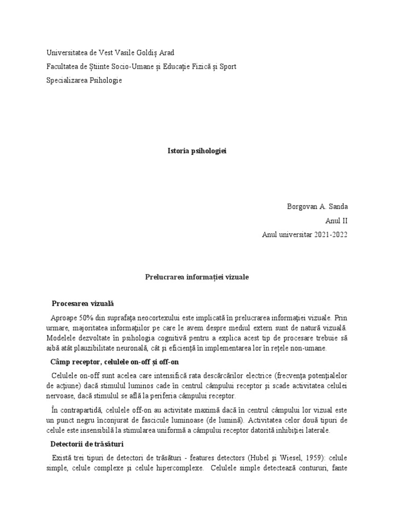 Prelucrarea Informației Vizuale | PDF Prelucrarea Informației Vizuale | PDF