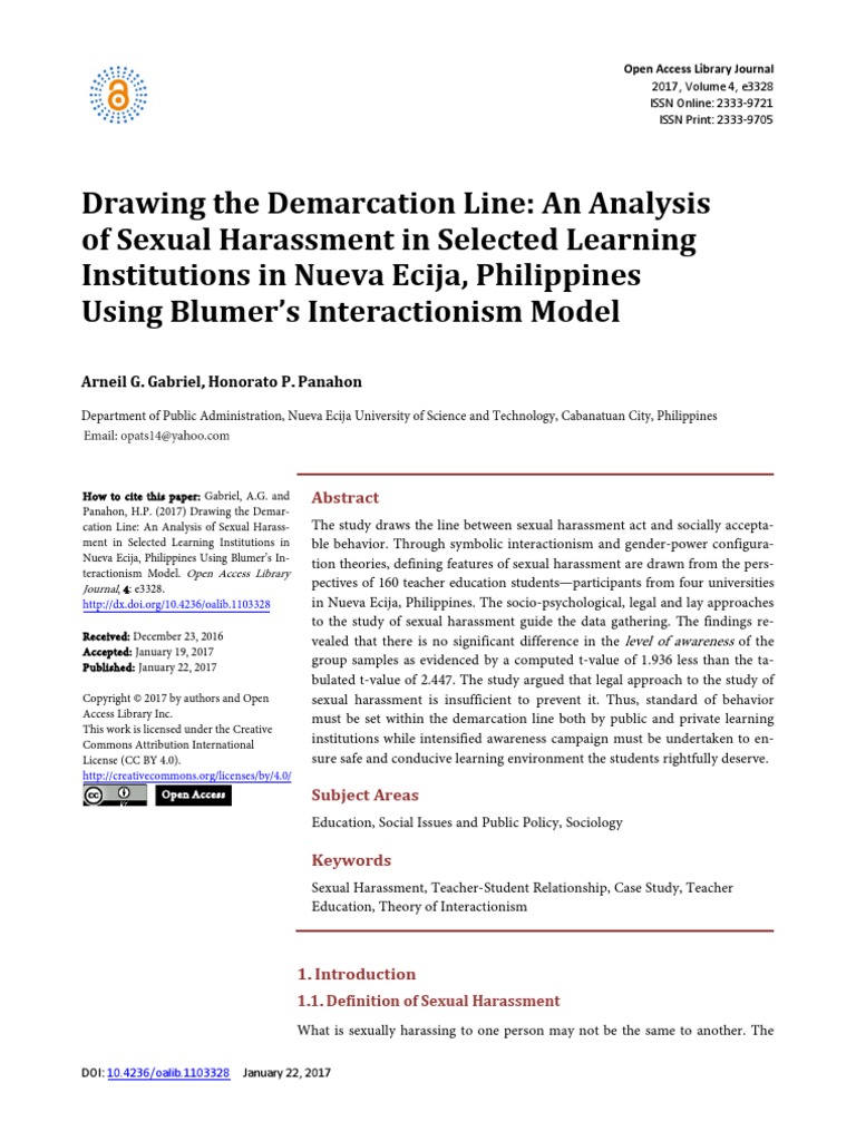 Drawing The Demarcation Line | PDF | Sexual Harassment | Teachers