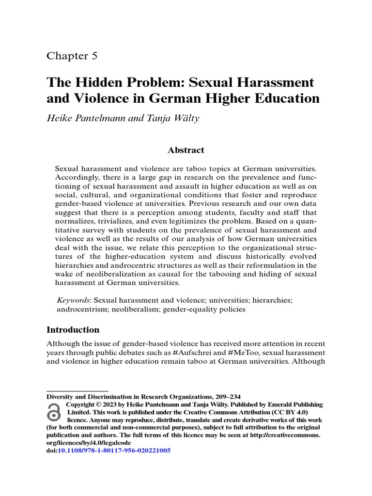 The Hidden Problem - Sexual Harassment and Violence in German Higher Education | PDF | Sexual ...