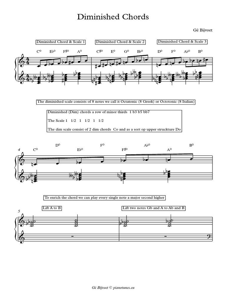 Diminished Chords | PDF | Melody | Musical Scales