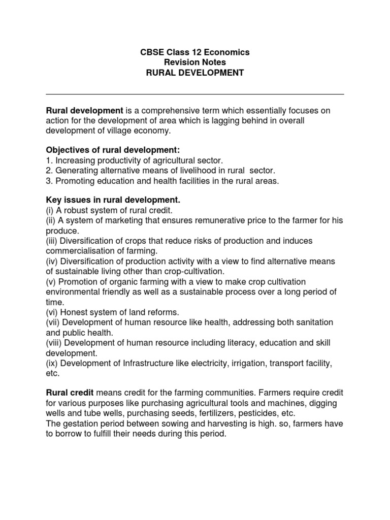 Class 12 RURAL DEVELOPMENT | PDF | Organic Farming | Agriculture