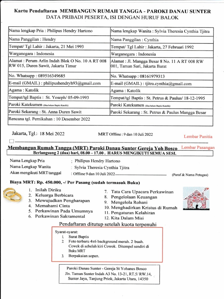 Form MRT Offline (Hendry-Cynthia) | PDF