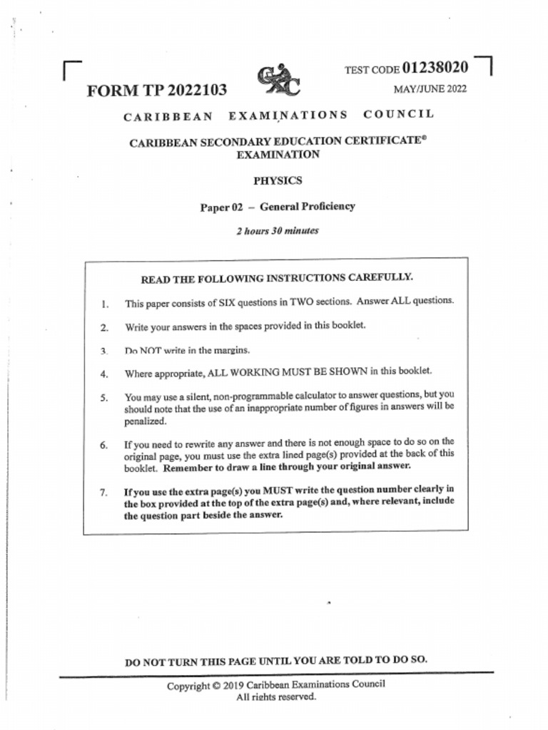CSEC June 2022 Phys P2 | PDF