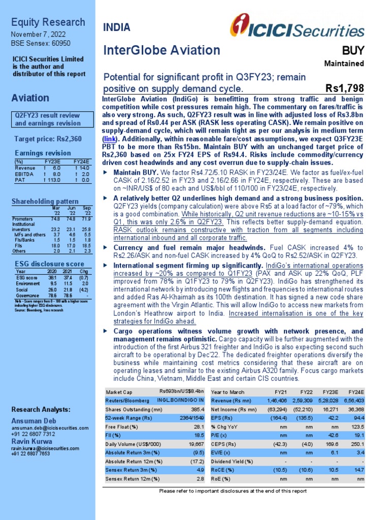 Indigo | PDF | Securities (Finance) | Financial Analyst