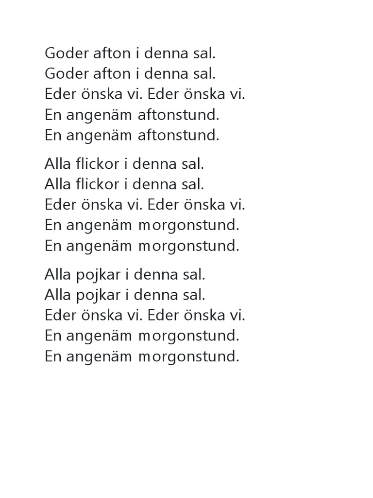 Goder Afton I Denna Sal | PDF