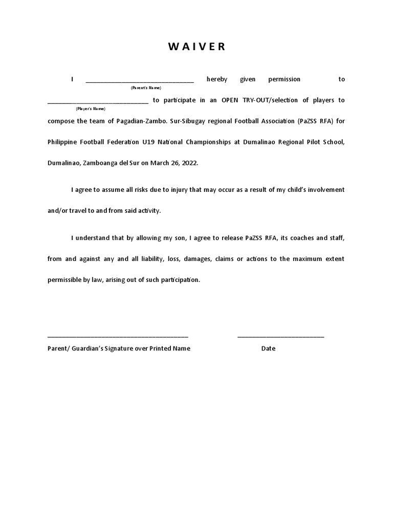Waiver Try Out | PDF