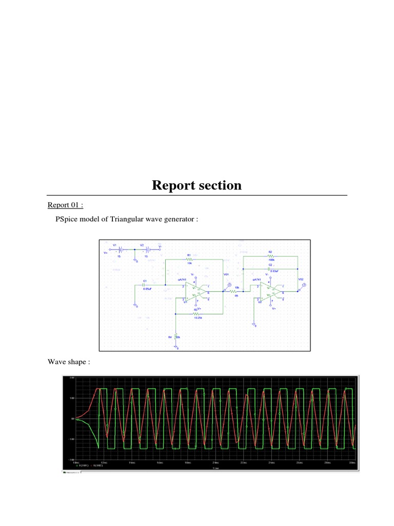 Report Section: Report 01: Pspice Model of Triangular Wave Generator | PDF