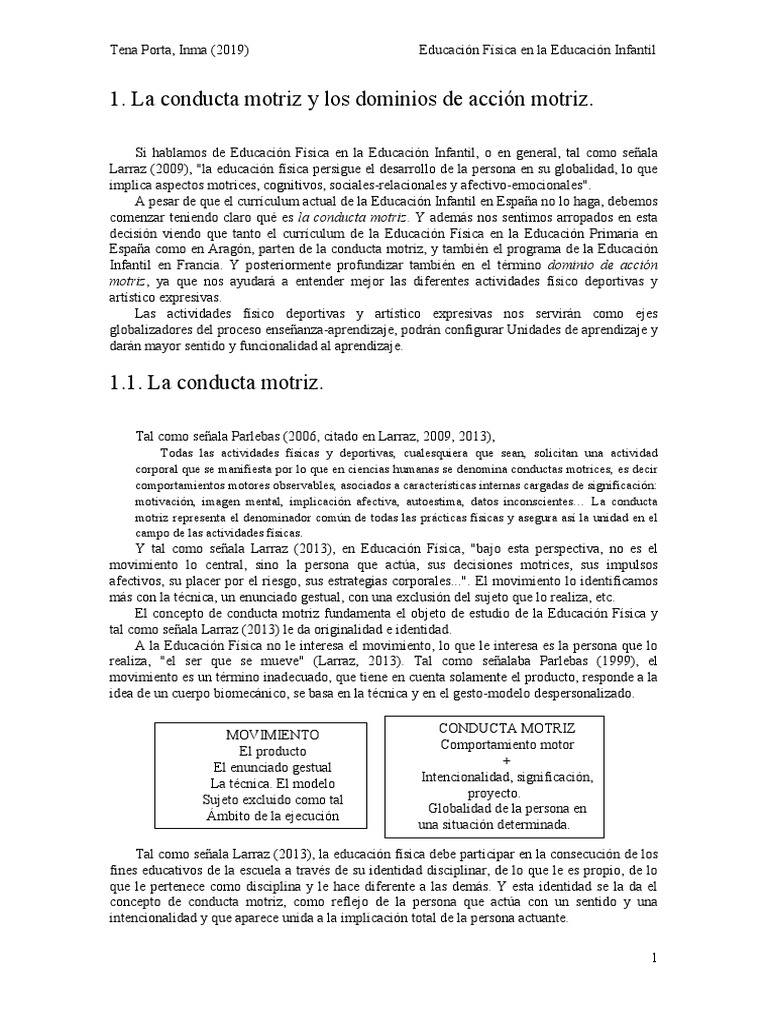 T 1 1 Y 1 2 La Conducta Motriz Y Los Dominios De Acción Motriz