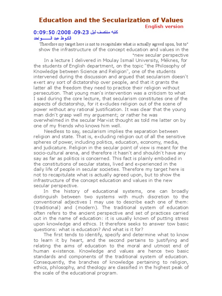 Education and The Secularization of Knowledge | PDF | Secularism | Epistemology