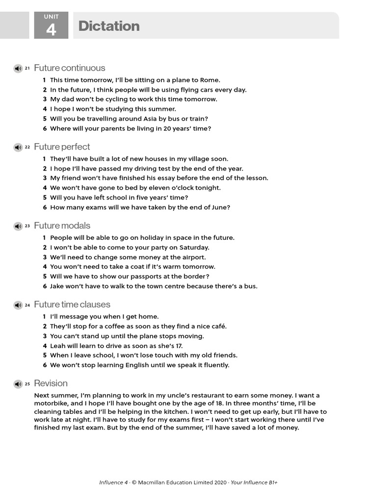 L4 B1PLUS U4 Dictation | PDF