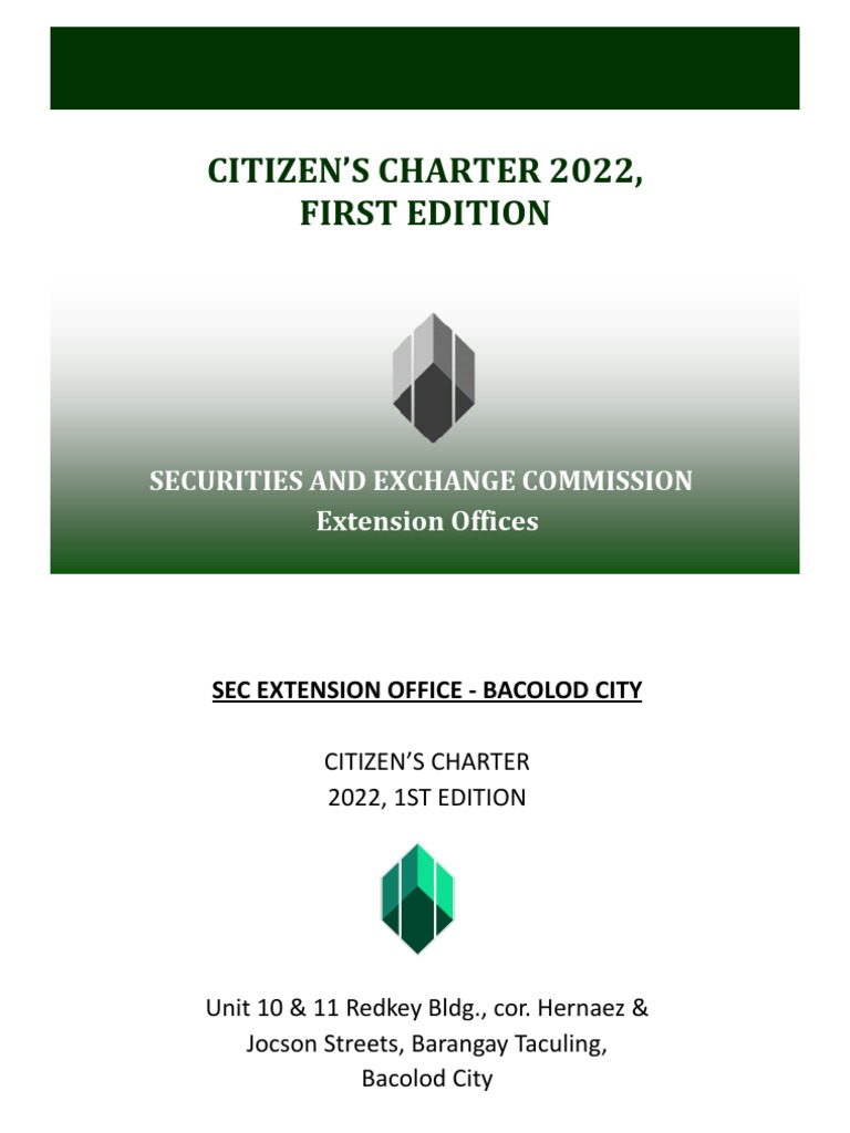 2022CC SEC Extension Offices Citizens Charter 2022 1st Edition | PDF | Notary Public | Stocks