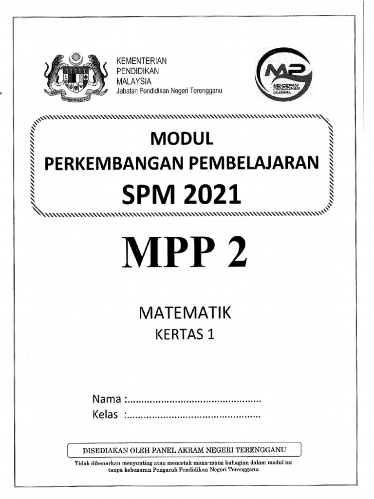 Soalan Percubaan TERENGGANU MPP2 SPM2021 | PDF