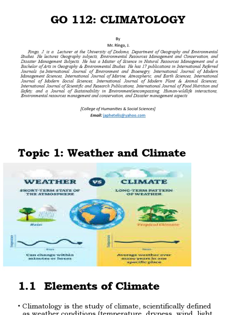 1 - 1 Elements of Climate | PDF | Climate | Weather