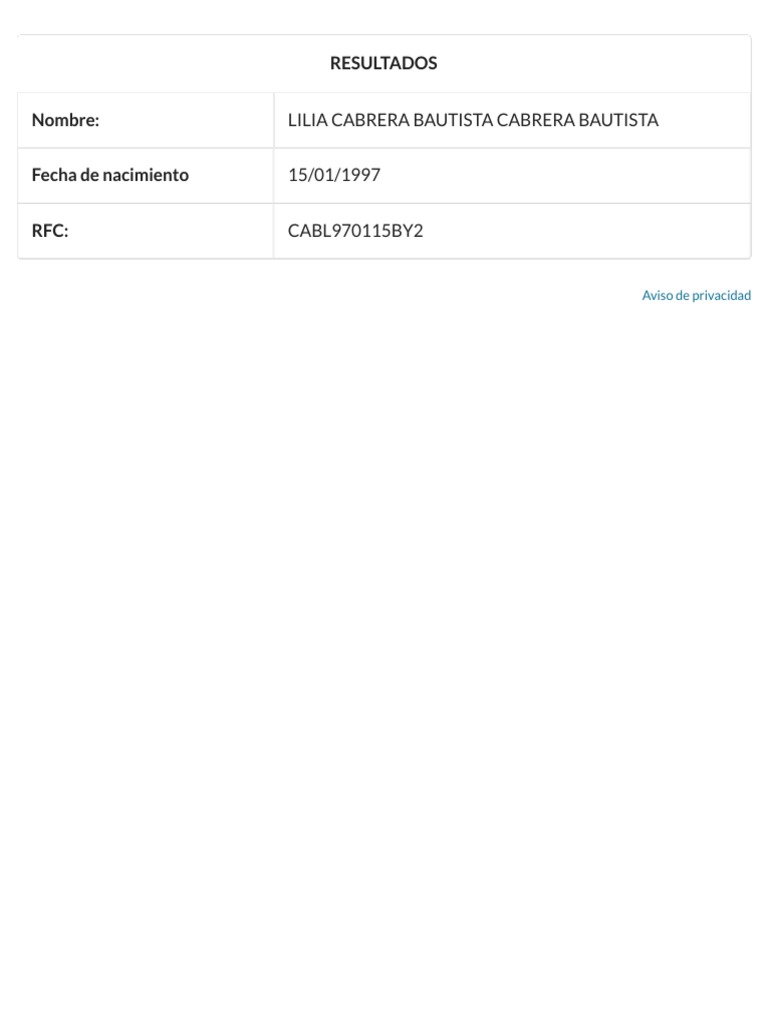 Cálculo de RFC Gratis en Línea - Consisa | PDF