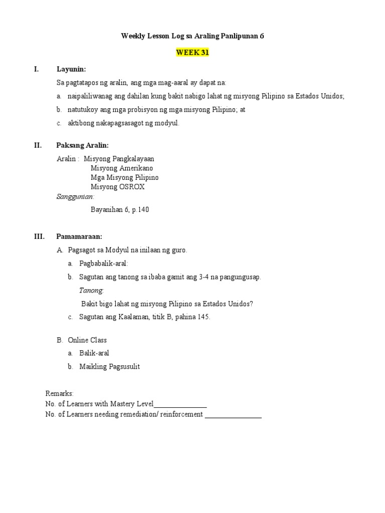 Week 31 AP6 LP | PDF