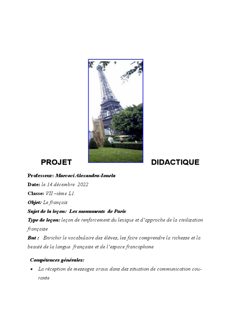 Monuments de Paris en Cycle 2 | PDF | la communication | Paris