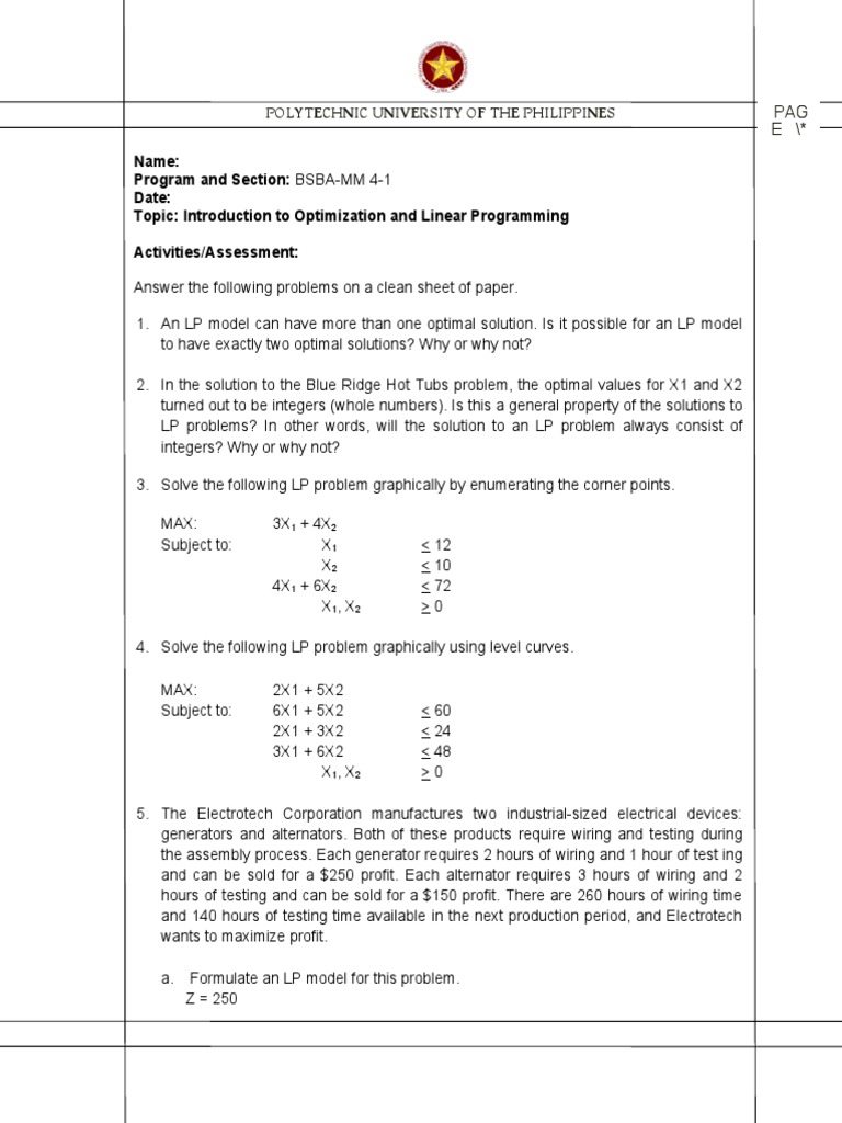 Maximizing profits through linear programming optimization | PDF | Desktop Computer ...