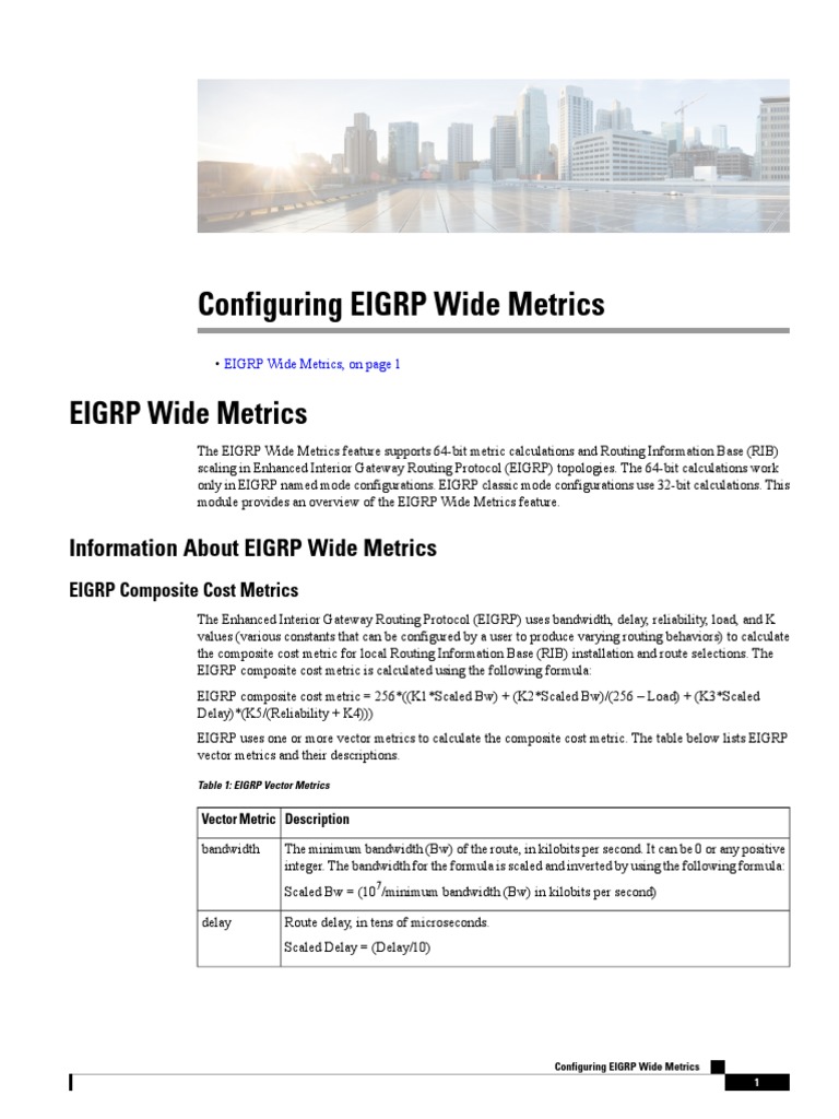 Configuring EIGRP Wide Metrics | PDF | Computer Networking | Data Transmission