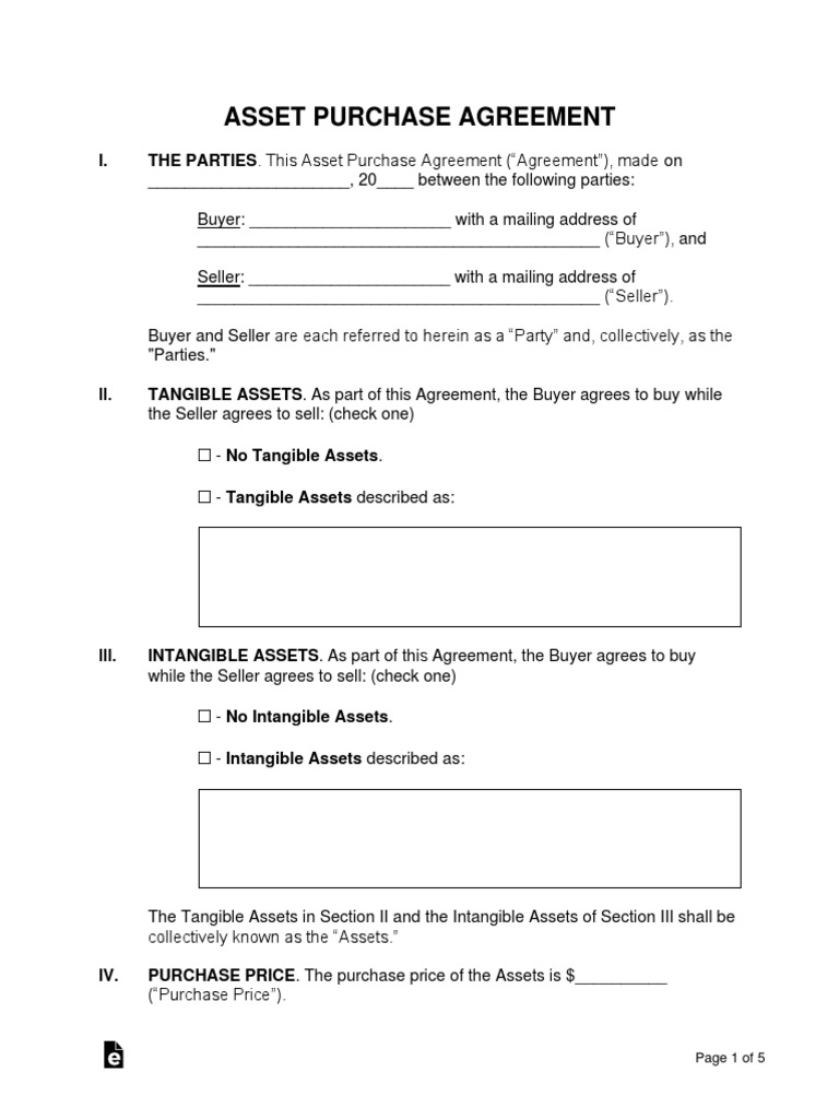Asset Purchase Agreement Template | PDF | Insurance | Sales