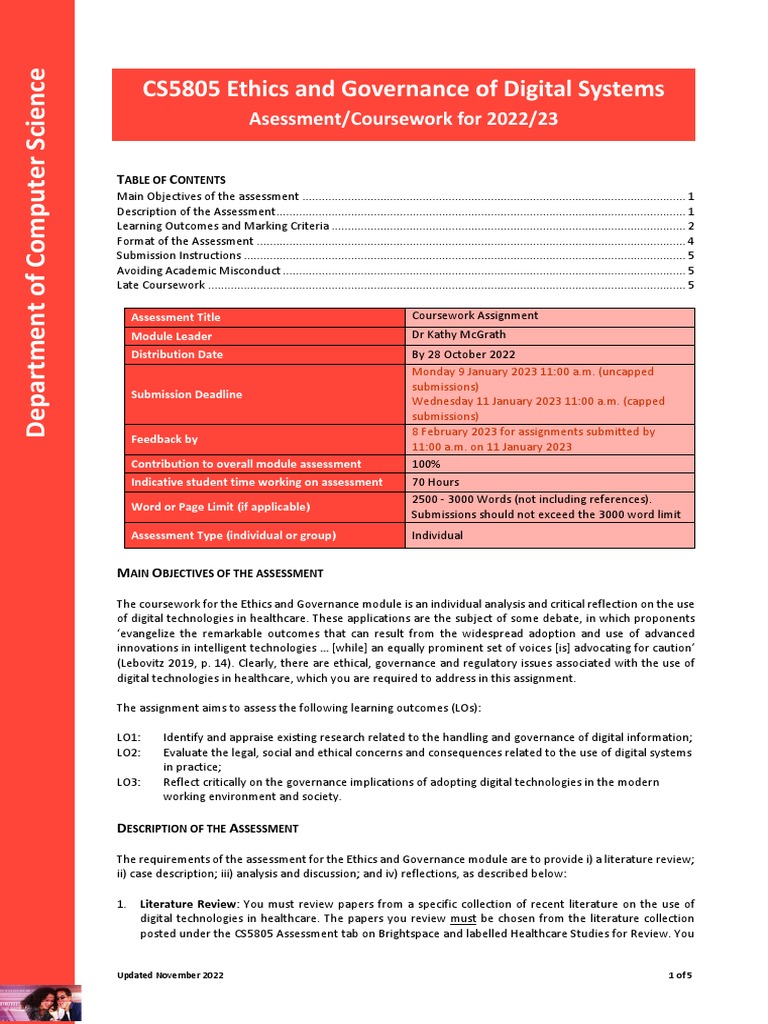 CS5805 Coursework Assessment Brief 2022-23 v2 | PDF | Governance ... CS5805 Coursework Assessment Brief 2022-23 v2 | PDF | Governance ...