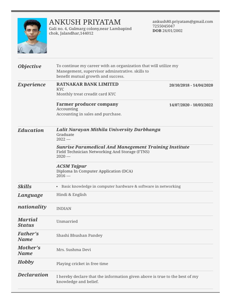 Ankush Priyatam New Resume | PDF