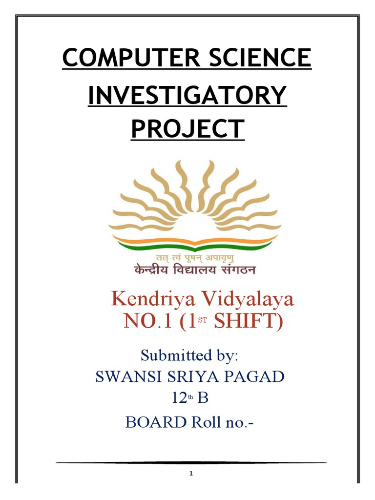 Computer Science Investigatory Project | PDF | Programming | Computer Program